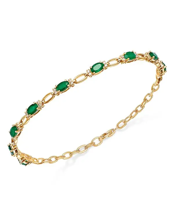 Bloomingdale'S Emerald And Diamond Tennis Bracelet - Green/gold