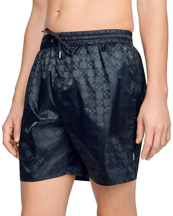 Sandro Square Cross 5 Board/boxer Swim Shorts - Dark Grey