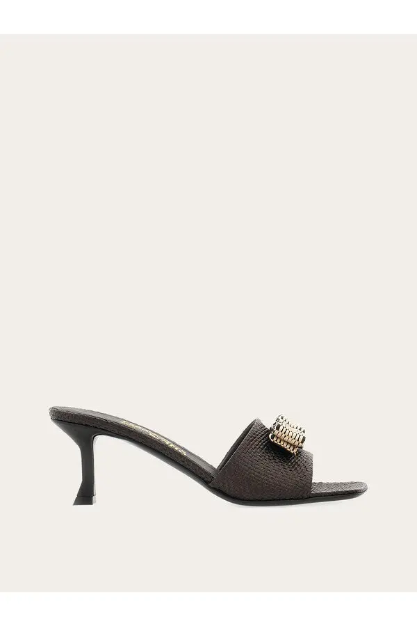 FERRAGAMO Raffia Vara Bow Slide