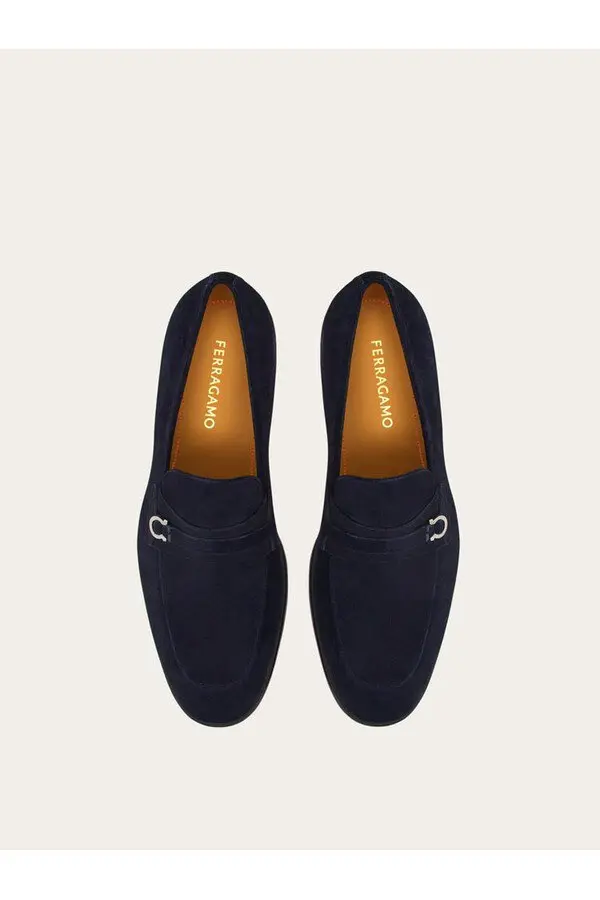 Ferragamo Moccasin With Gancini Ornament In Blue - 40% Off  display picture 1