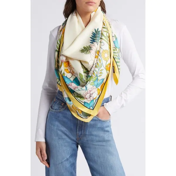 Tasha Butterfly Floral Scarf - Ivory Multi