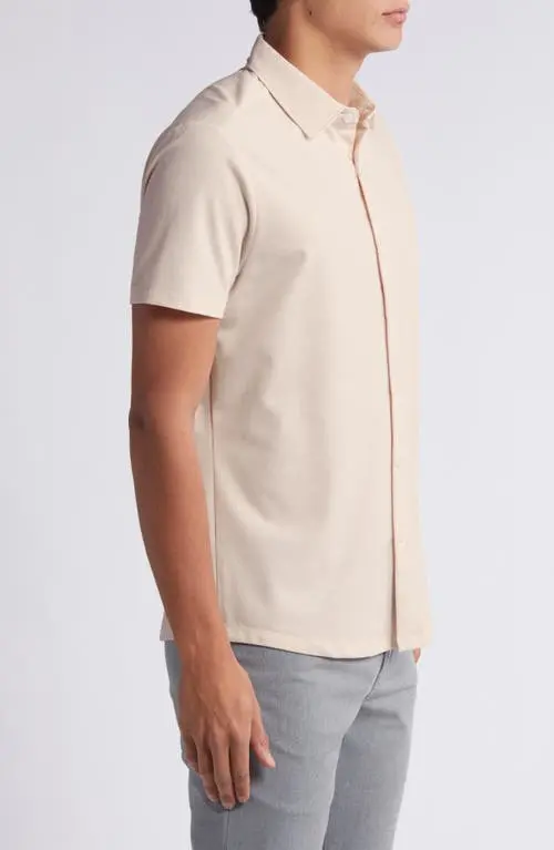 Robert Barakett Keyes Slim Fit Short Sleeve Knit Button-up Shirt