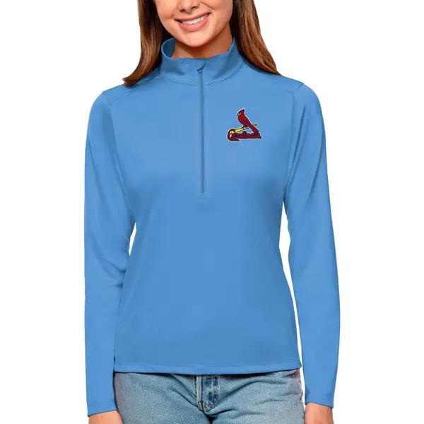 ANTIGUA St. Louis Cardinals Tribute Quarter-zip Pullover Top - Light Blue
