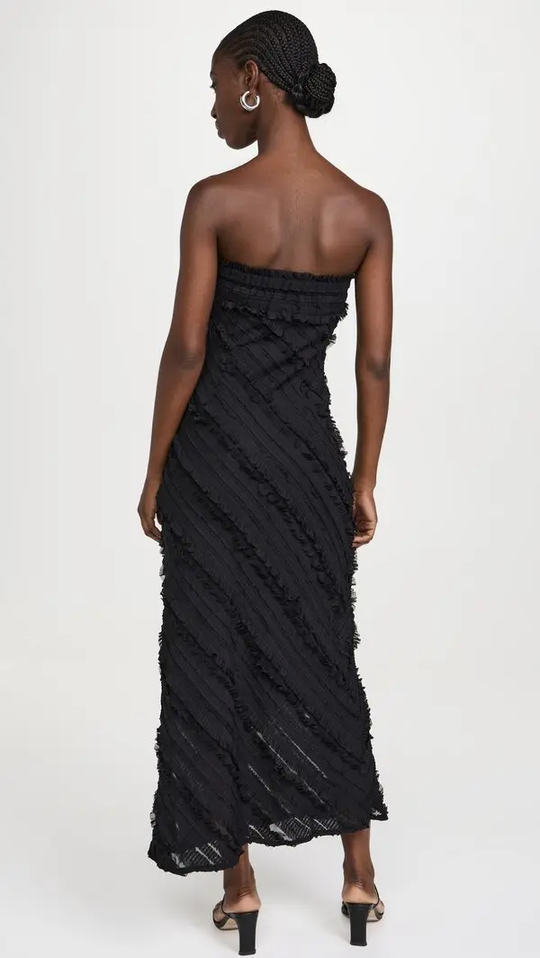 chinese dress ladies CD25-A1341 STRAPLESS CHIFFON RUFFLE A-LINE DRESS  THE DRESS SHOP