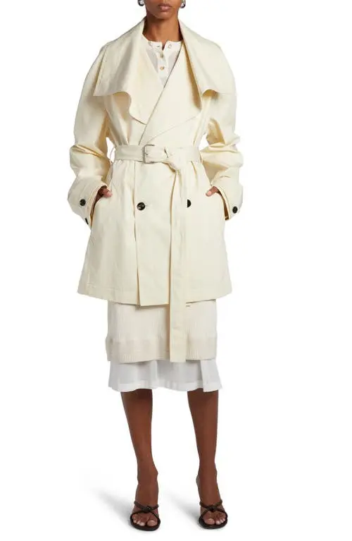 Bottega Veneta Double Breasted Cotton Twill Trench Coat