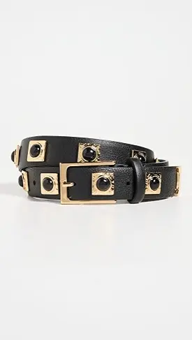 AUREUM No. 2 Black Studded Belt - Black/gold