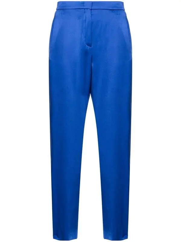 Giorgio Armani Tapered Silk Trousers - Blue