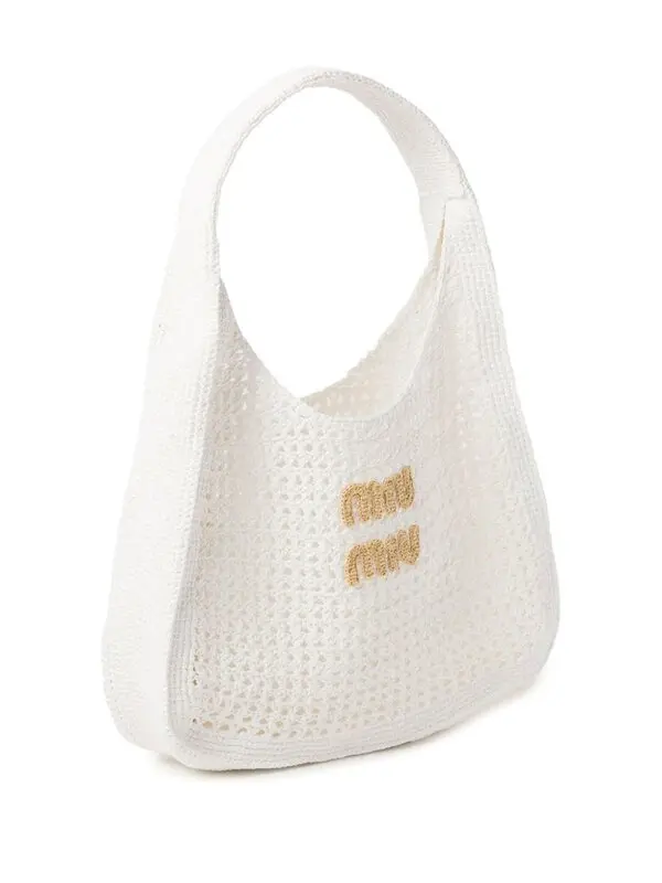 miumiu 手袋　ホワイト Miu Miu Crochet-Knit Handbag - White | Editorialist