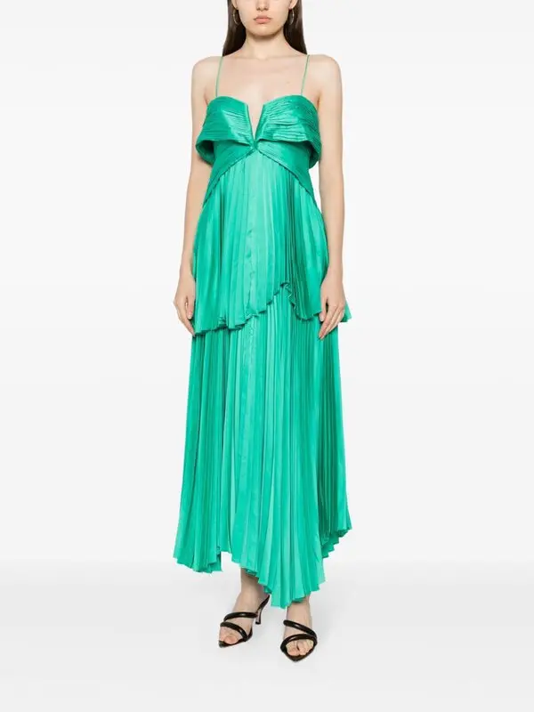 Acler Islington Pleated Satin Dress - Green | Editorialist