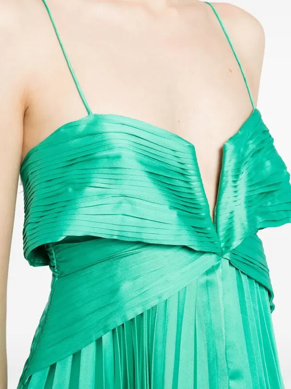 green short wedding dress Cowl Pleated Satin Dress – UME London main image 1