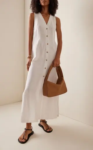knee length dresses for ladies Easy Breezy | White Button Down Maxi Dress main image 1
