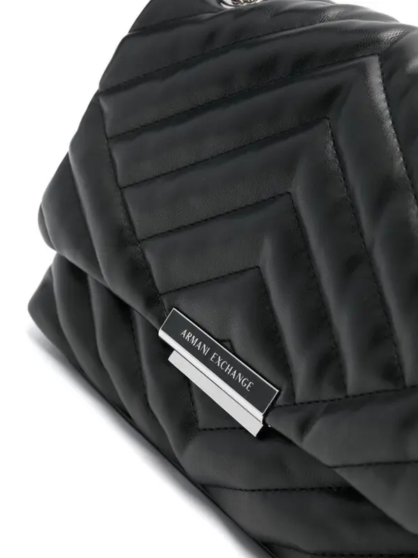 Armani Exchange Logo-plaque Quilted Shoulder Bag - Black