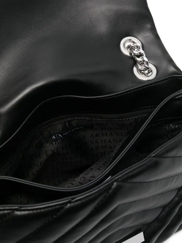 Armani Exchange Logo-plaque Quilted Shoulder Bag - Black