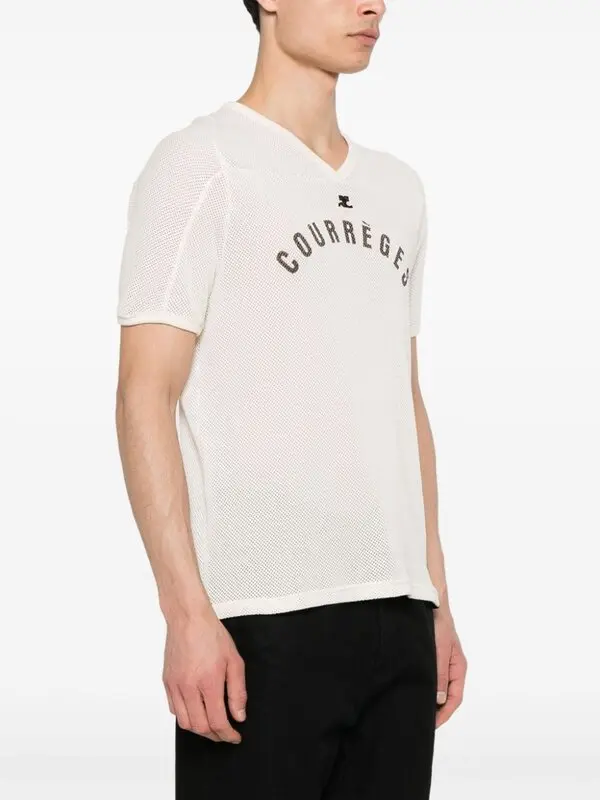 COURREGES Baseball Printed Mesh T-shirt - Neutrals