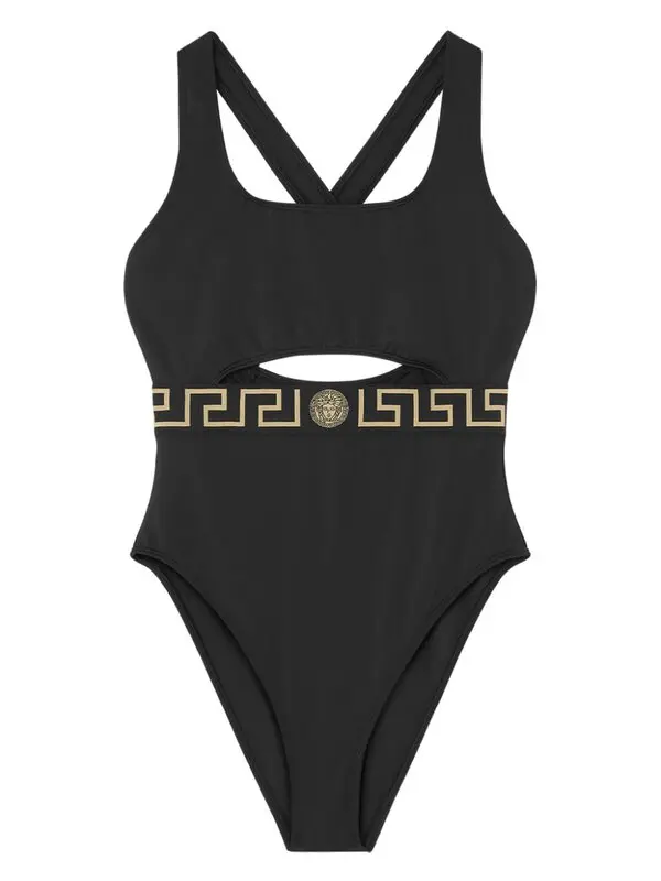 Versace Greca Border One-piece Swimsuit - Black