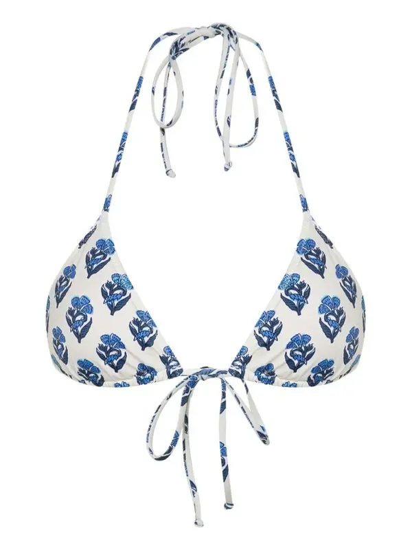 MC2 SAINT BARTH Jaipur Flower Print Bikini Top - Neutrals
