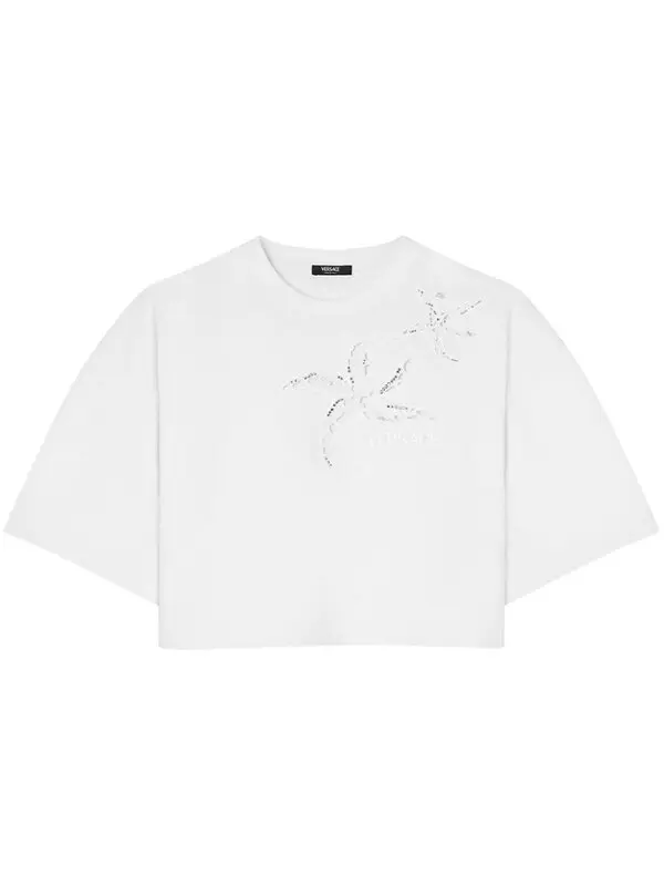 Versace Embroidered Cropped T-shirt