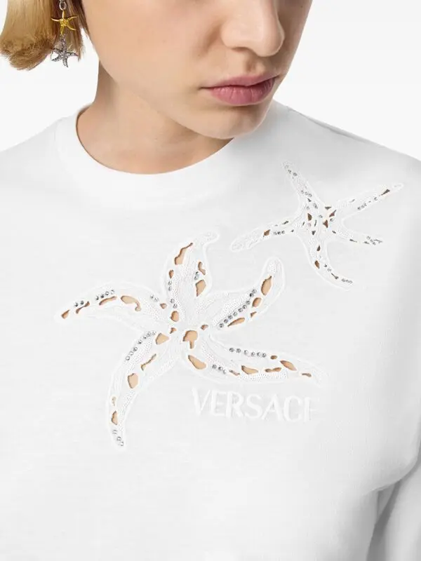 Versace Embroidered Cropped T-shirt