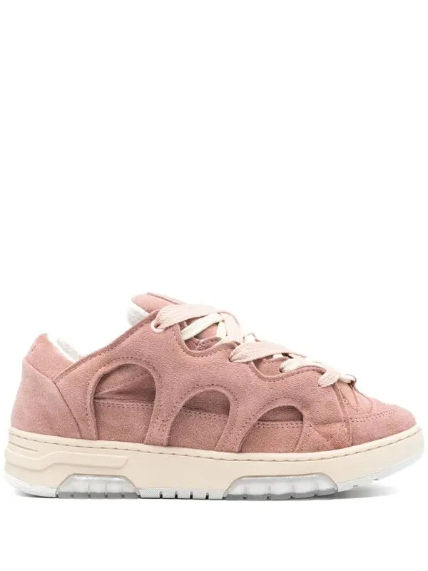 SANTHA Panelled Padded Leather Sneakers - Pink