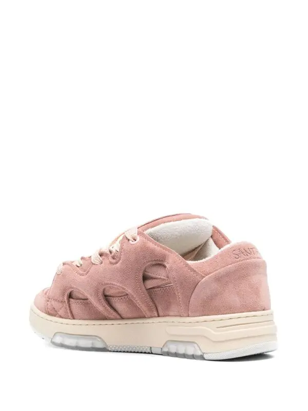 SANTHA Panelled Padded Leather Sneakers - Pink