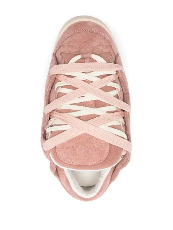 SANTHA Panelled Padded Leather Sneakers - Pink
