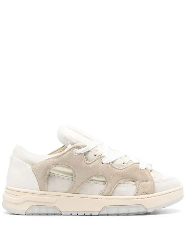 SANTHA Panelled Leather Sneakers - Neutrals
