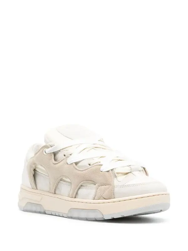SANTHA Panelled Leather Sneakers - Neutrals