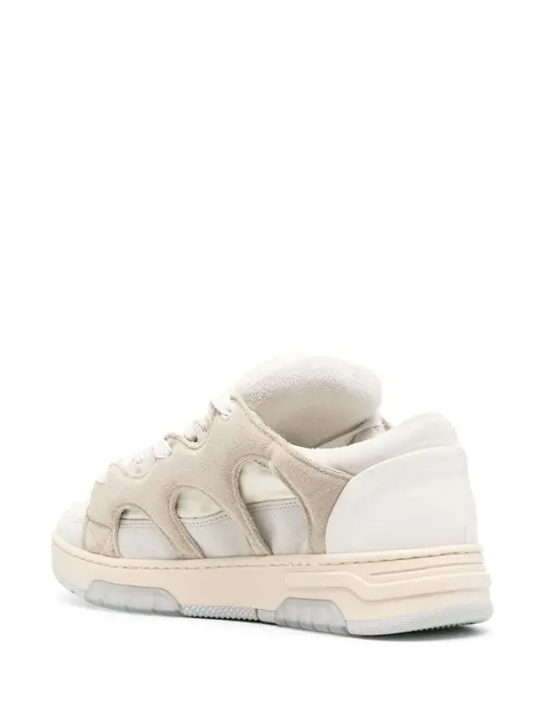 SANTHA Panelled Leather Sneakers - Neutrals