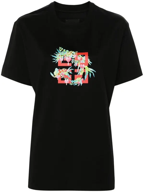Givenchy 4g Flowers-print Cotton T-shirt
