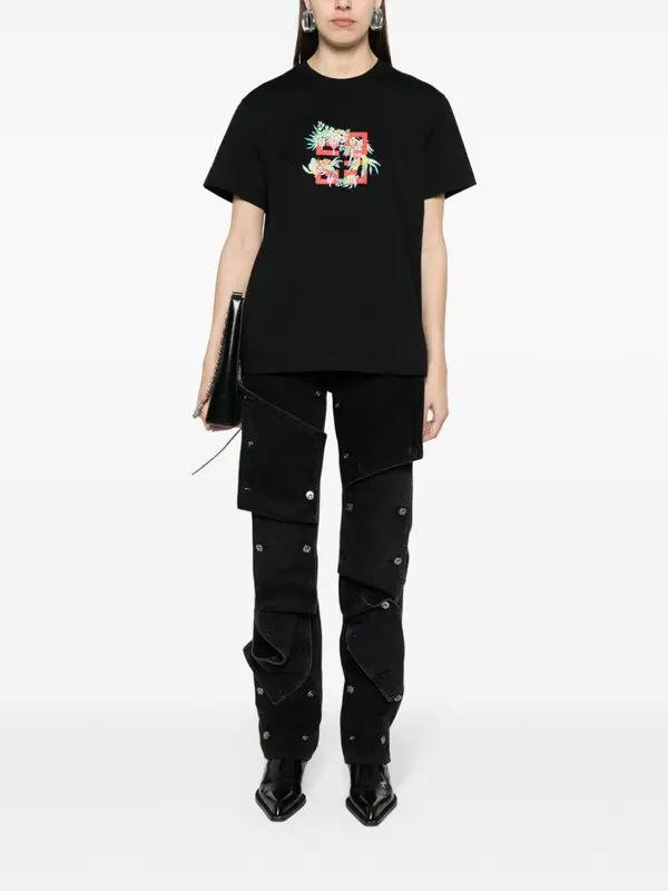 Givenchy 4g Flowers-print Cotton T-shirt