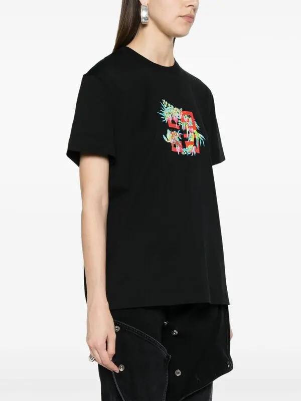 Givenchy 4g Flowers-print Cotton T-shirt