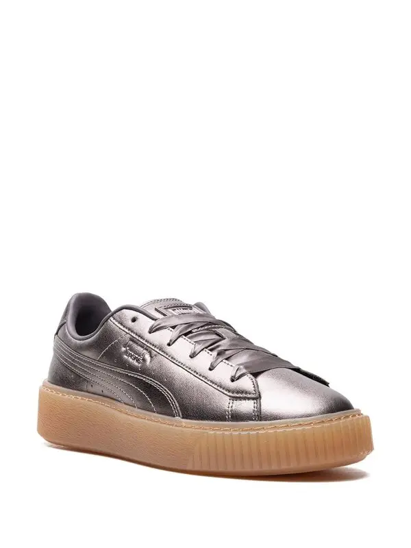 Puma Basket Metallic Sneakers - Silver | Editorialist display picture 3