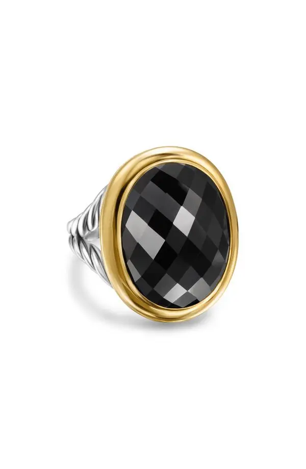 David Yurman Albion Oval Stone Ring - Sterling Silver/ Black Onyx