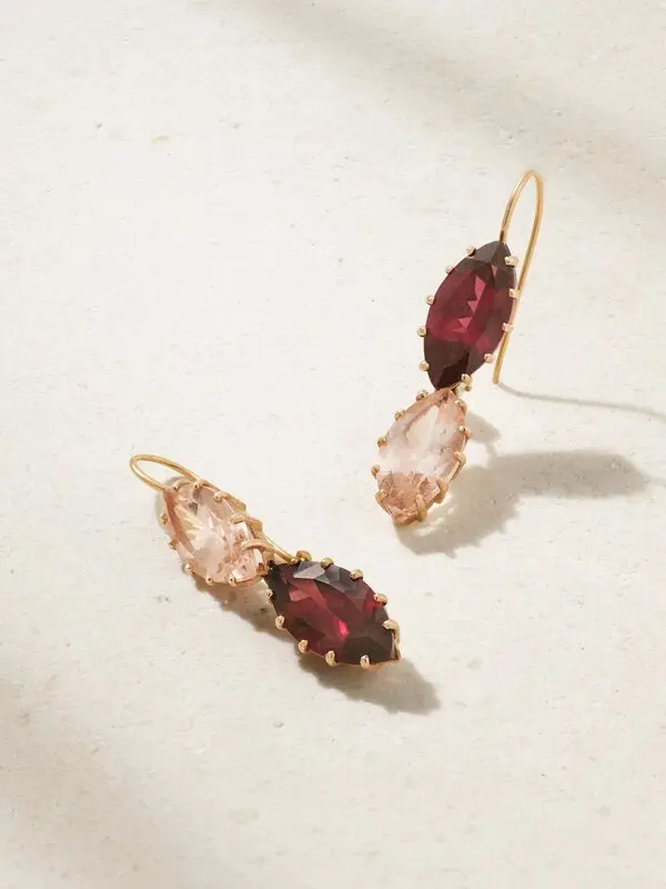 ANDREA FOHRMAN 18-karat Rose Garnet And Morganite Earrings - Gold