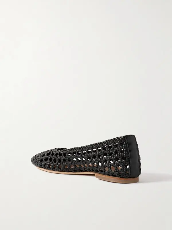 Staud Nell Woven Leather Ballet Flats - Black