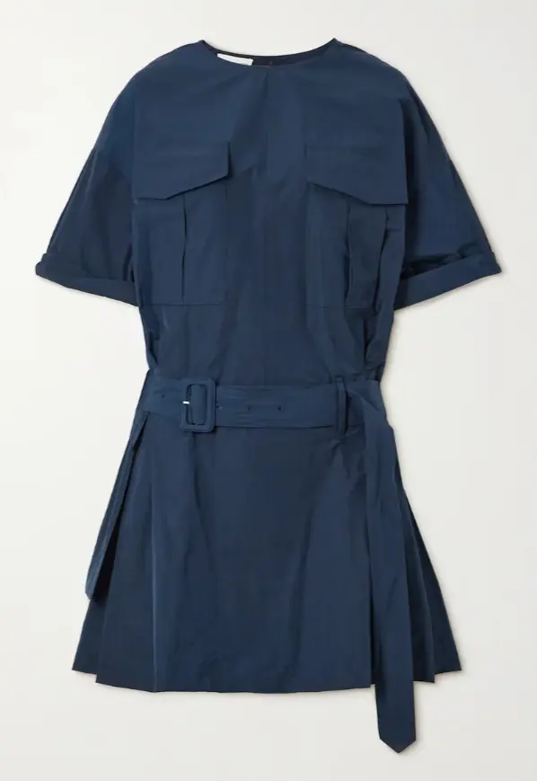 Dries Van Noten Belted Pleated Poplin Mini Dress In Blue - 60% Off |  Editorialist