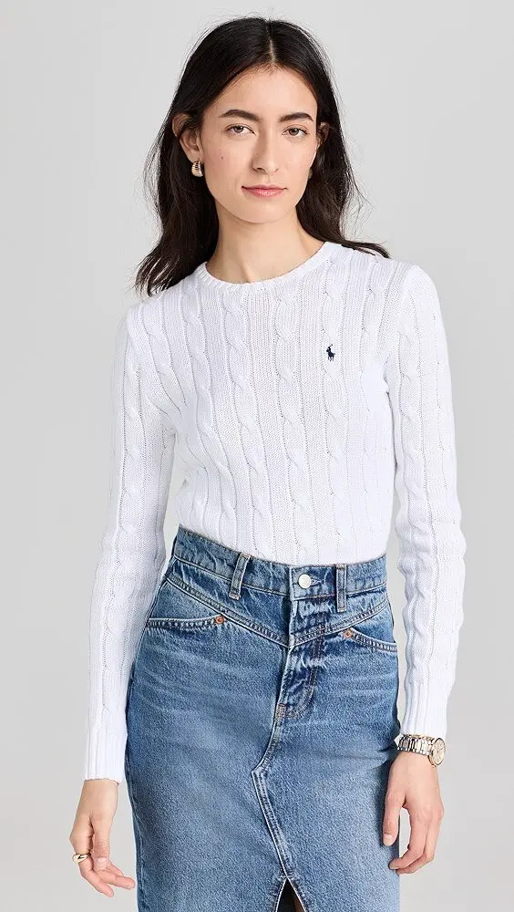 Polo Ralph Lauren Cotton Julianna Long Sleeve Pullover - White