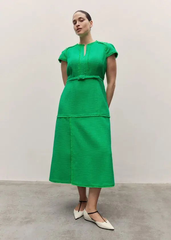 Me+Em Cap Sleeve Midi Dress In Leaf Green - 50% Off | Editorialist