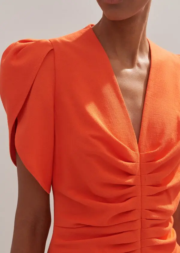 ME+EM Textured Pleat Front Midi Dress