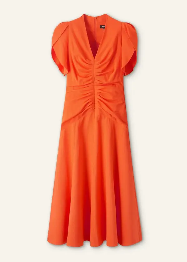 ME+EM Textured Pleat Front Midi Dress