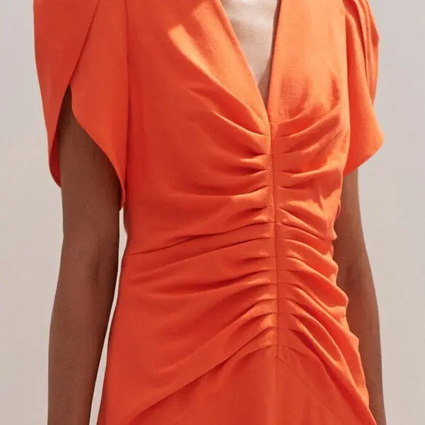 ME+EM Textured Pleat Front Midi Dress