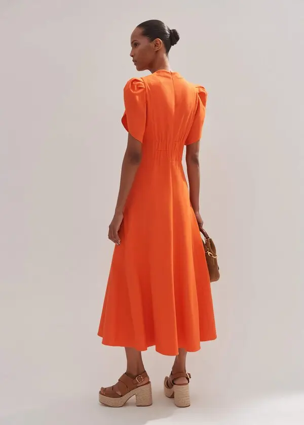ME+EM Textured Pleat Front Midi Dress