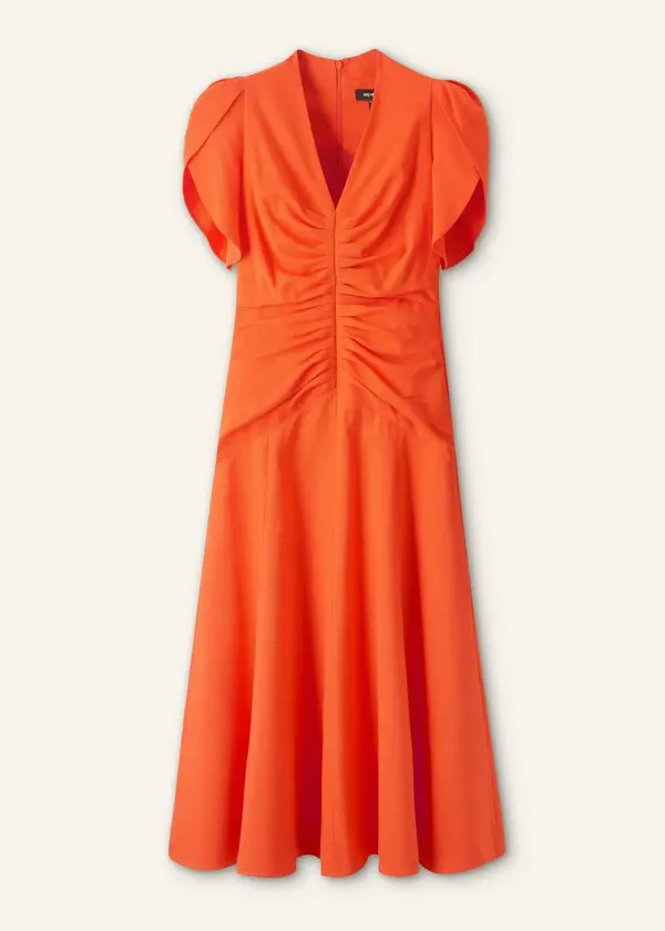 ME+EM Textured Pleat Front Midi Dress