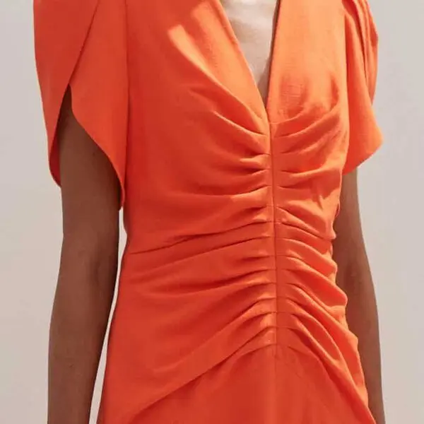 ME+EM Textured Pleat Front Midi Dress
