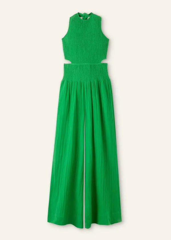 ME+EM Cheesecloth Shirred Wide-leg Jumpsuit