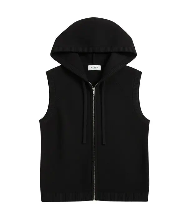 ME+EM Cashmere Sleeveless Zip Hoodie - Black