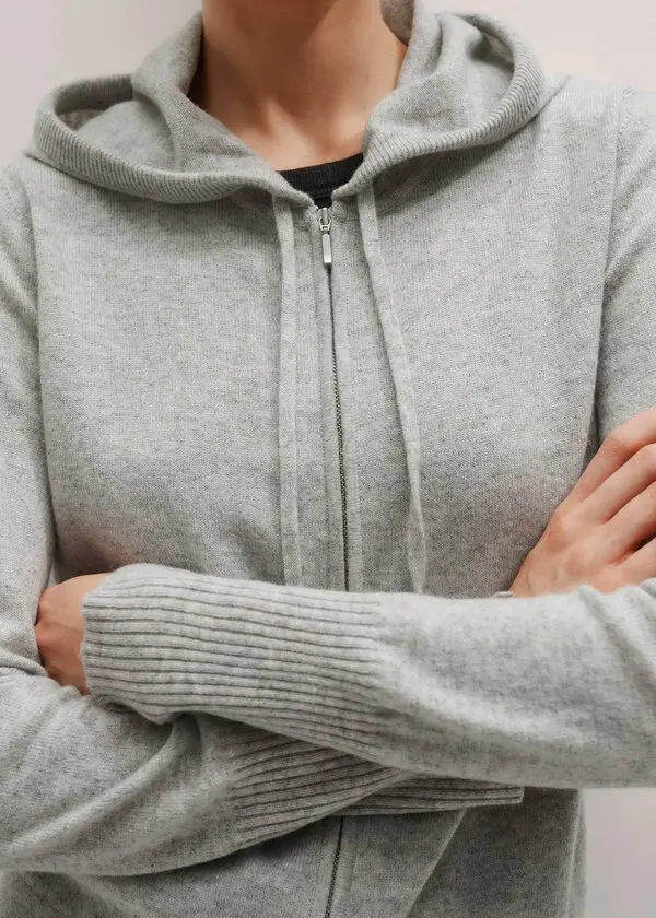 ME+EM Cashmere Zip-up Hoodie - Silver Grey