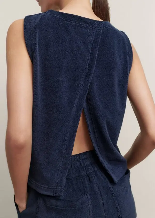 ME+EM Toweling Crop Top - Navy