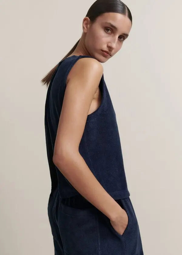 ME+EM Toweling Crop Top - Navy