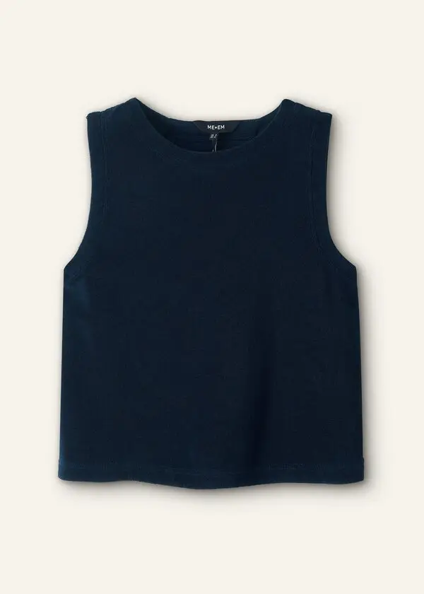 ME+EM Toweling Crop Top - Navy
